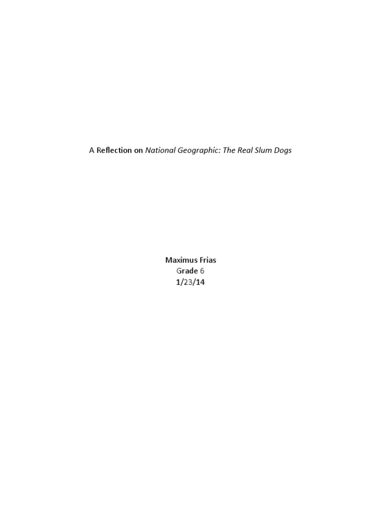 A Reflection On National Geographic | PDF | Slum