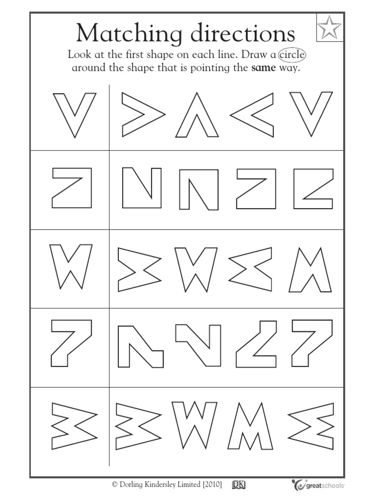 Matching Directions: Look at The First Shape On Each Line. Draw A ...