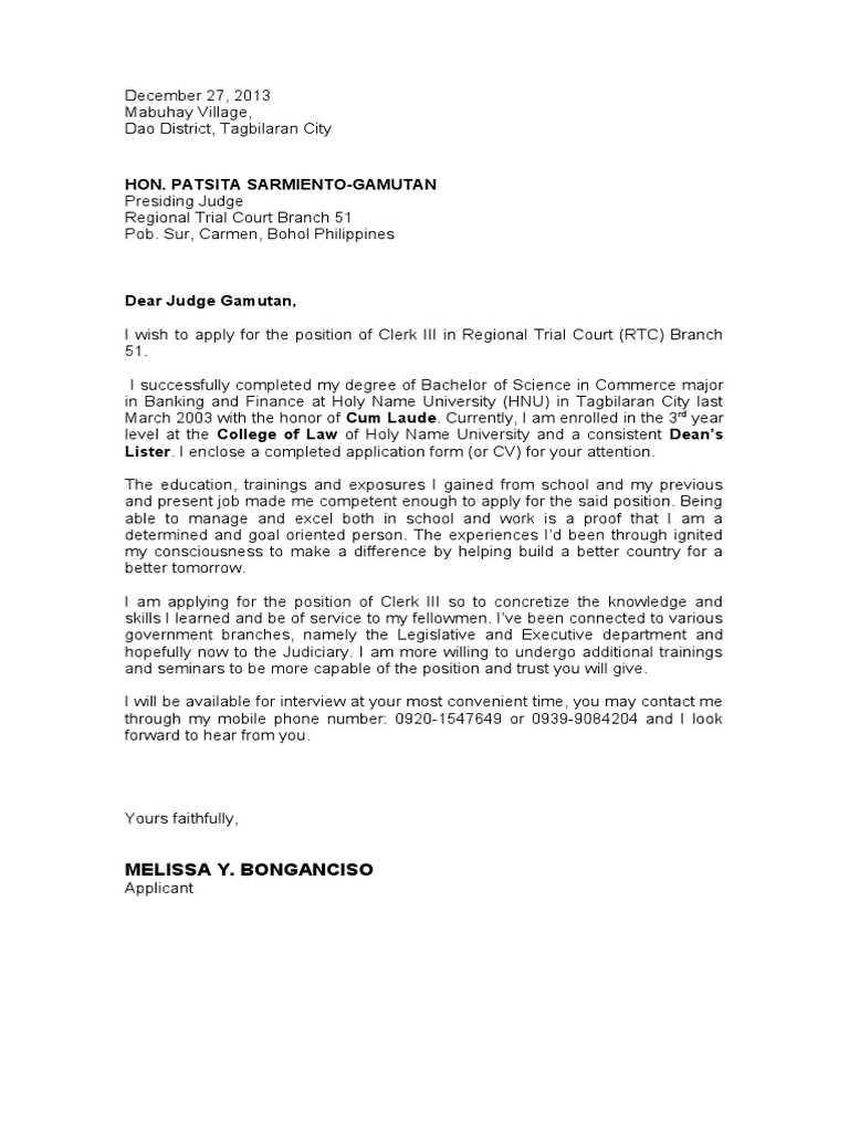 Sample Application Letter | PDF