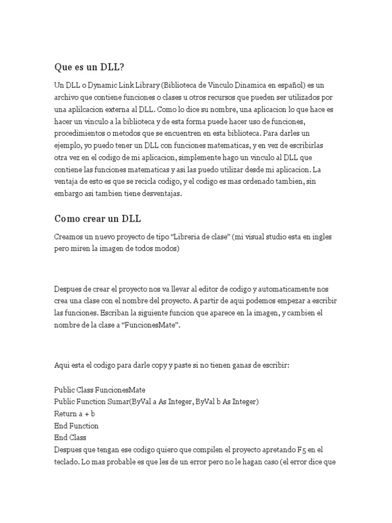 Que Es Un DLL | PDF | Microsoft Visual Studio | Archivo de computadora