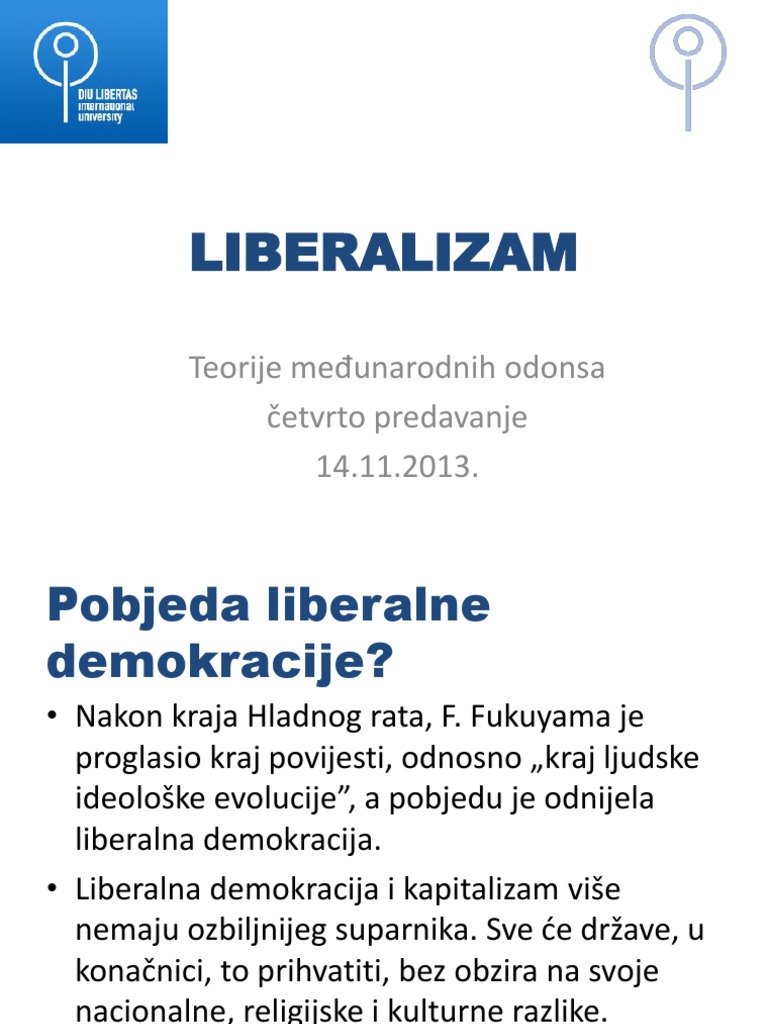 Teorije Međunarodnih Odnosa Liberalizam | PDF