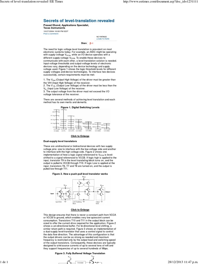 Secrets of Level-Translation Revealed - EE Times | PDF | Transistor ...