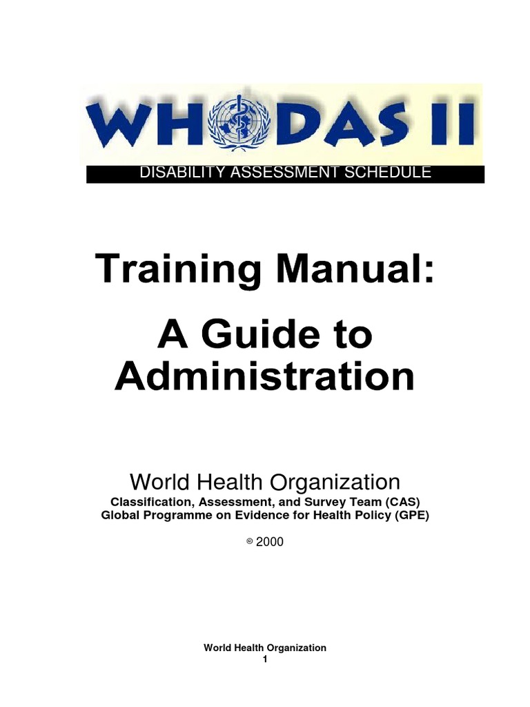 Training - Manual WHO-DAS II | PDF | Educational Assessment | Disability