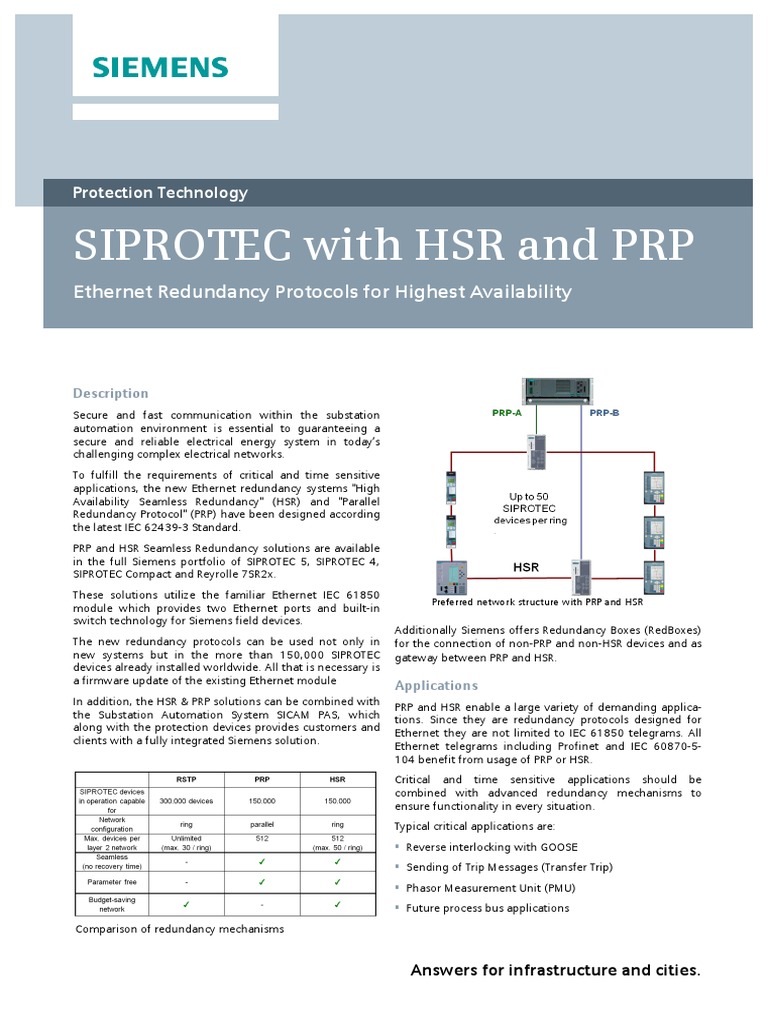 Siprotec PRP HSR v1 Profile | PDF | Data Transmission | Electronics