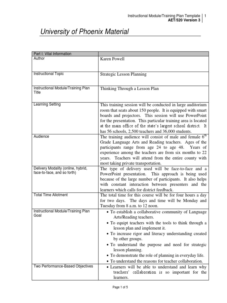 Strategic Lesson Planning Training Module | PDF | Lesson Plan ...