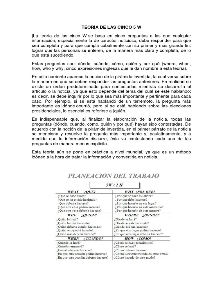 Teoría de Las Cinco 5 W | PDF | Logística | Distribución (comercial)