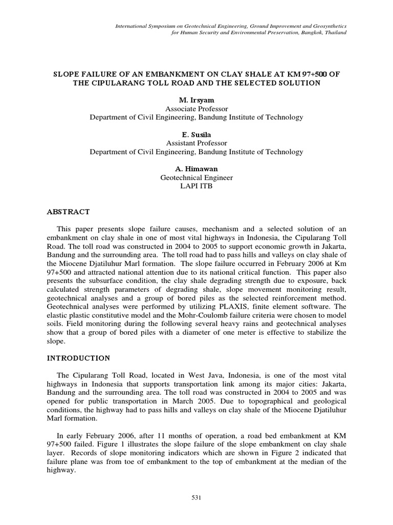 Slope Failure Analysis at KM 97 Cipularang | PDF | Deep Foundation ...