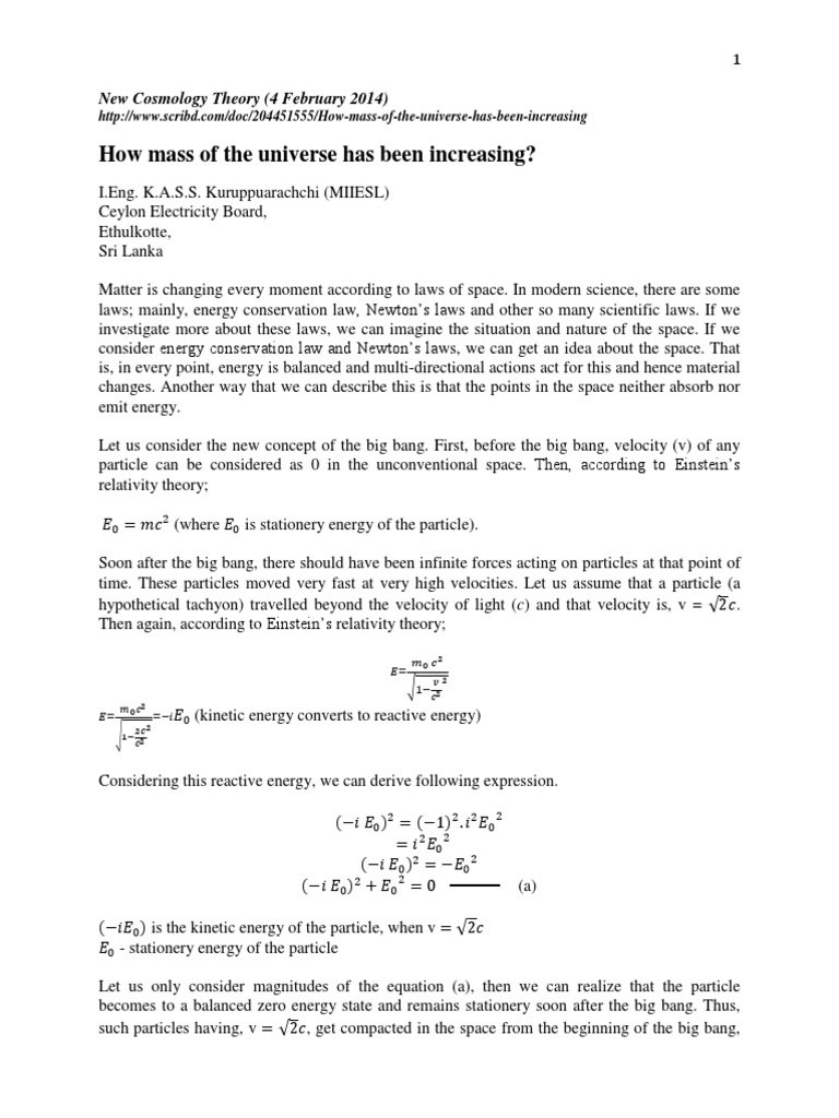 New Theory on Universal Mass Increase | PDF | Big Bang | Universe