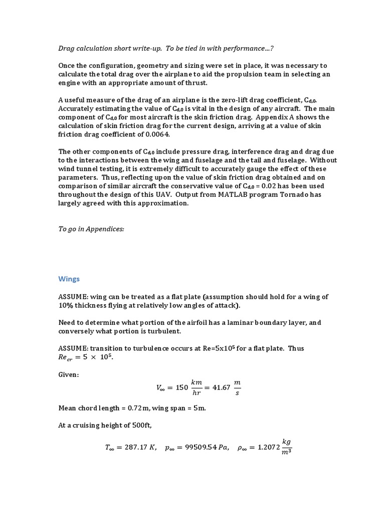 Skin Friction Drag Calculations | PDF