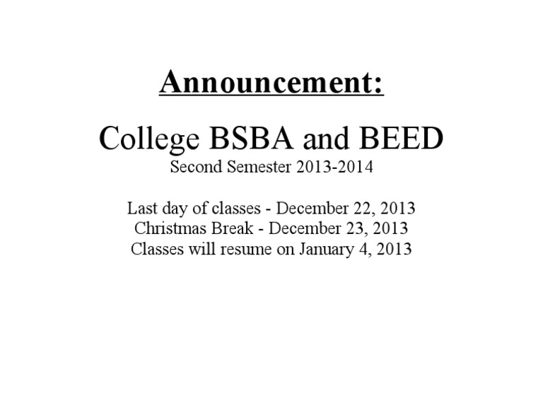Announcement:: College BSBA and BEED | PDF
