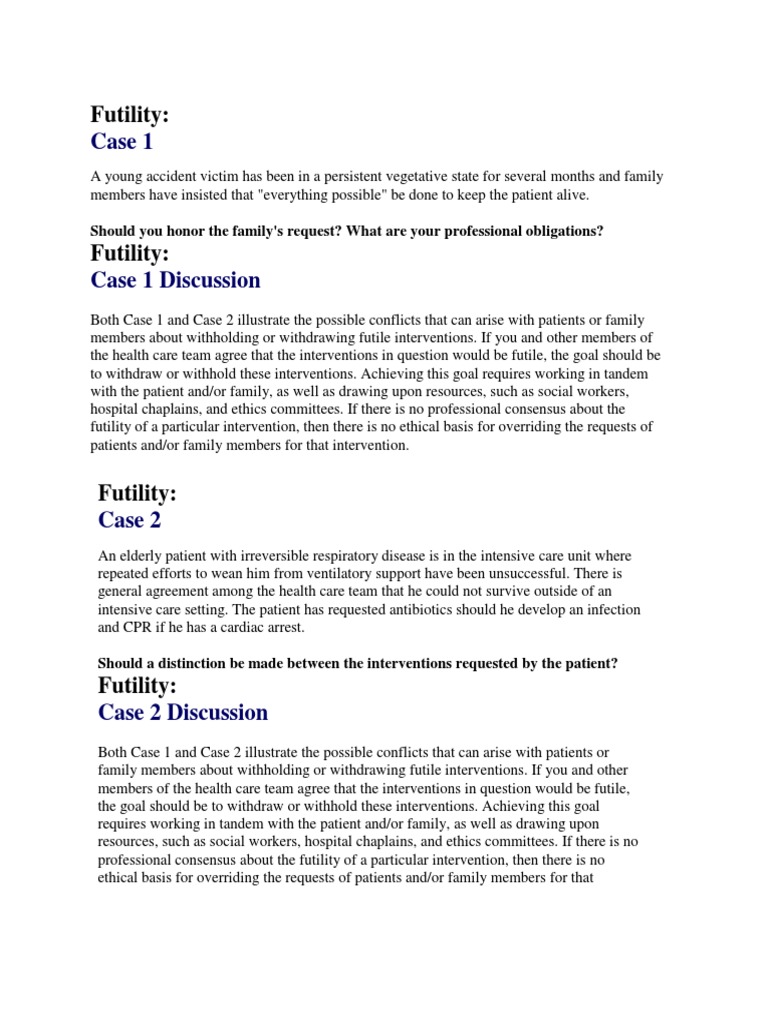 Futility Cases | PDF | Patient | Health Care