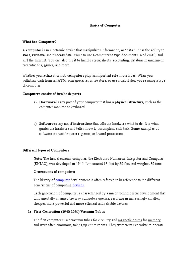 Computer Generations and Microsoft Office 2007 Part I | PDF ...
