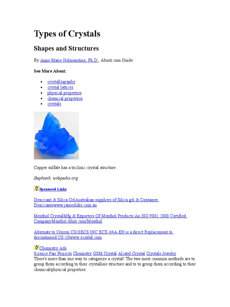 Crystal Form | PDF | Crystal Structure | Mineralogy