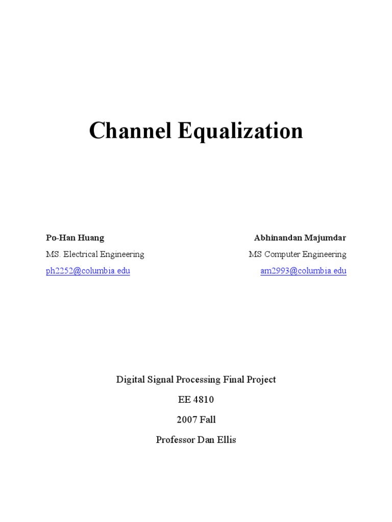 Channel Equalization | PDF | Spectral Density | Filter (Signal Processing)