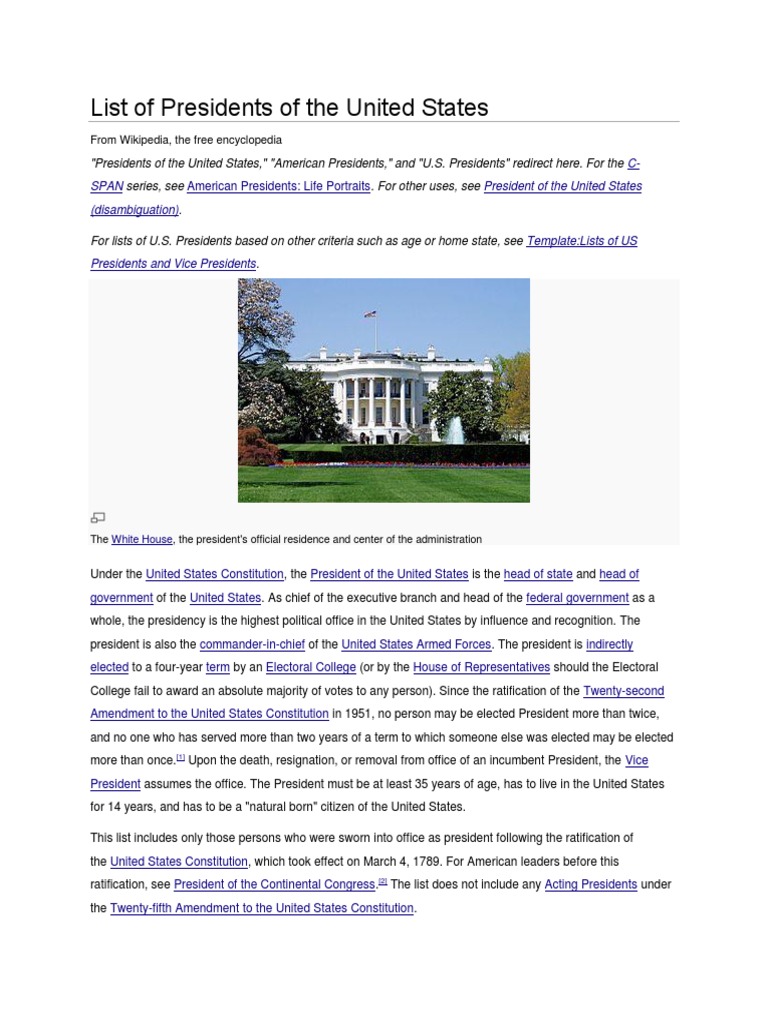 U.S. Presidents Overview | PDF | Presidents Of The United States ...