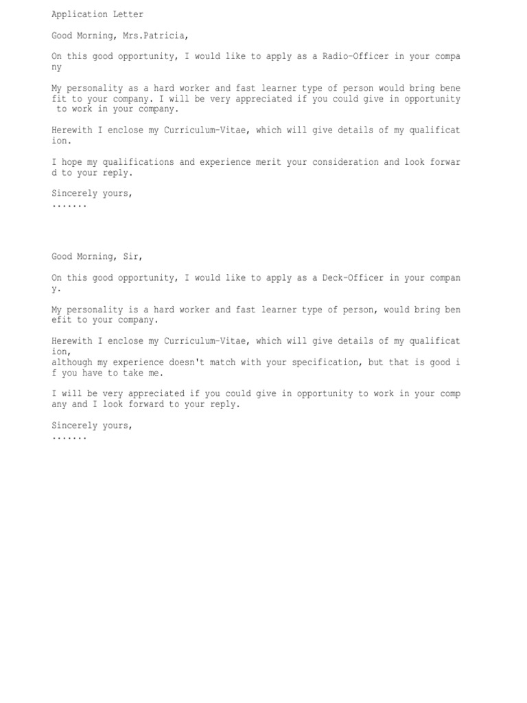 Application Letter | PDF
