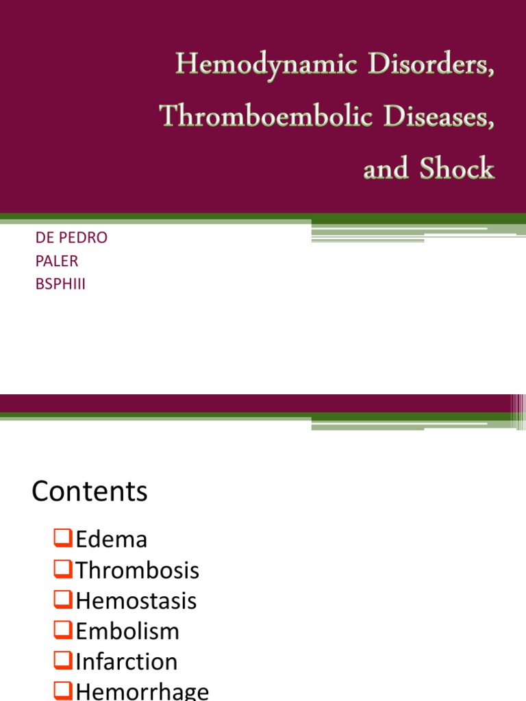 Hemodynamic Disorders, Thromboembolic Diseases, | Thrombus | Shock ...