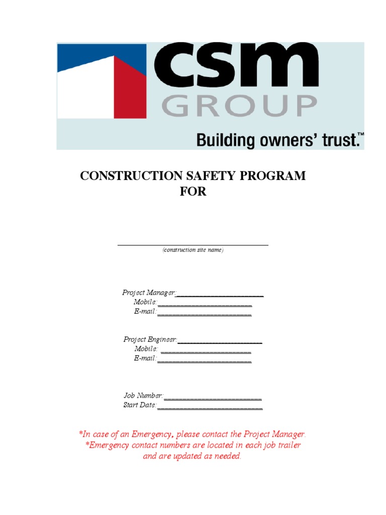 Construction Safety and Health Program | Safety | Wellness