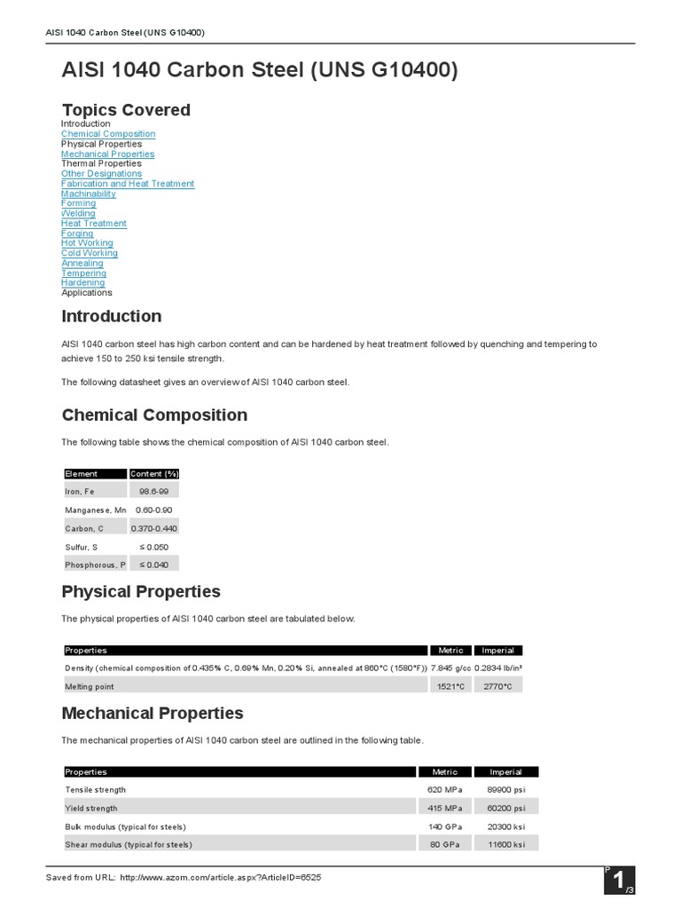 Aisi 1040 | Download Free PDF | Heat Treating | Annealing (Metallurgy)