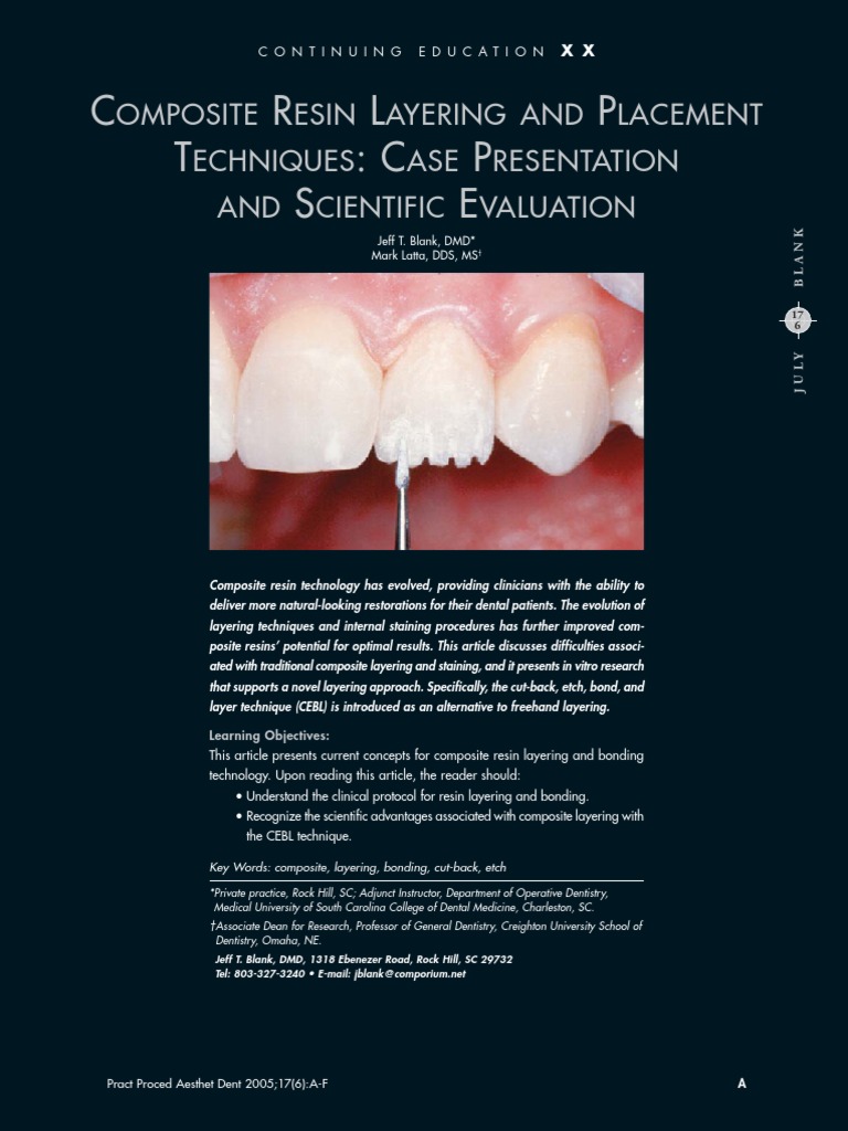 Composite Resin Layering and Placement Techniques | PDF | Dental ...