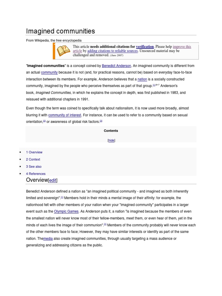 Imagined Communities | PDF | Political Science | Sociological Theories