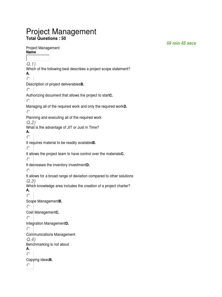 Project Management Question Paper | PDF | Project Management | Quality ...