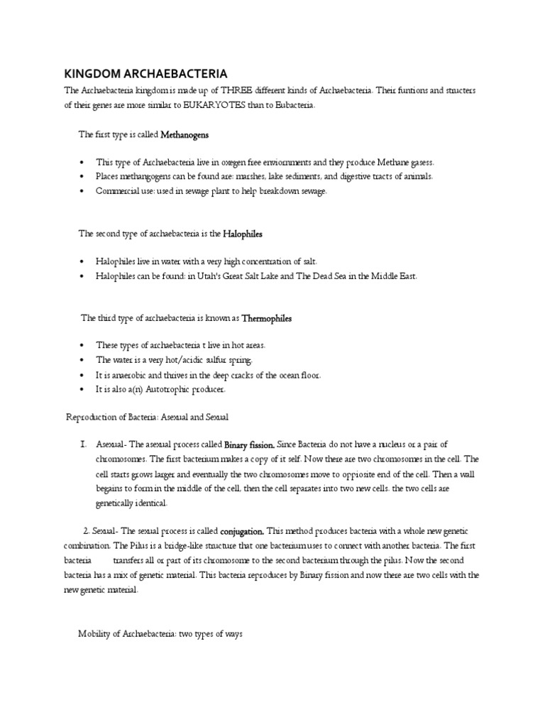 Kingdom Archaebacteria | PDF | Archaea | Organelle