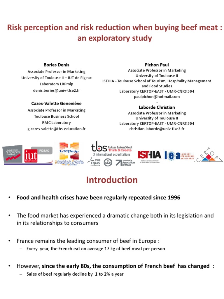 Risk Perception and Risk Reduction When Buying Beef Meat | PDF | Risk ...