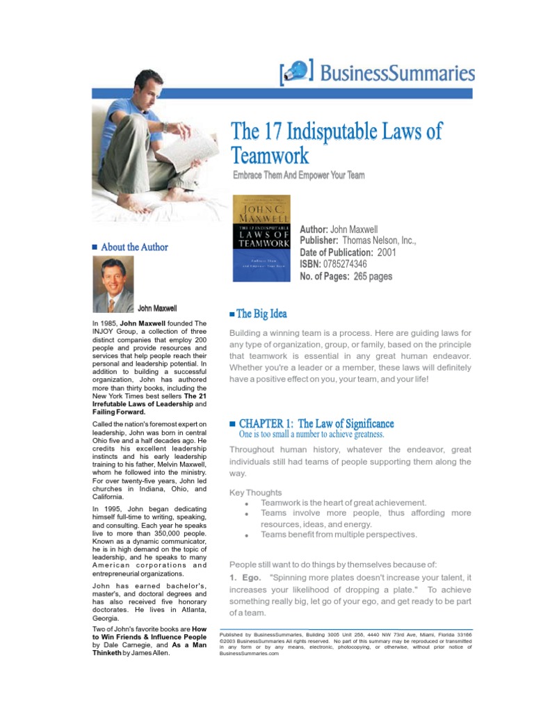 The 17 Indisputable Laws of Teamwork | PDF | Career & Growth