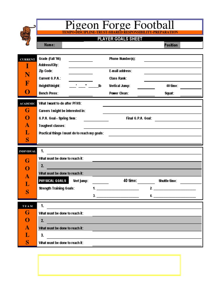 PF Football Goal Sheet | PDF