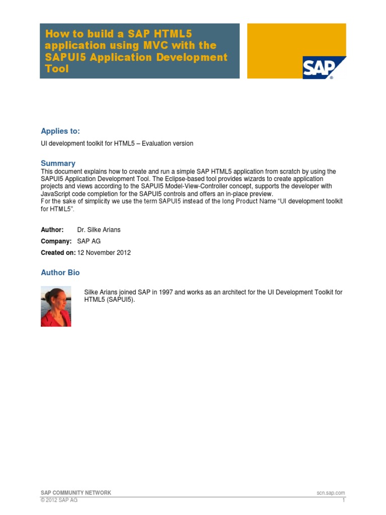 How To Build A SAP HTML5 Application Using MVC With The SAPUI5 Application Development Tool ...
