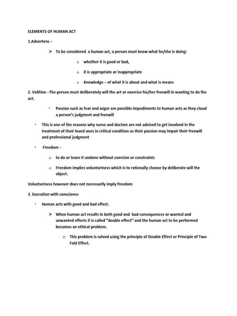 Elements of Human Act | PDF | Free Will | Stereotypes