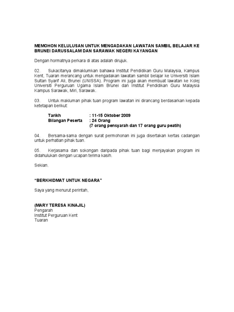 Surat Kebenaran Ke Brunei | PDF