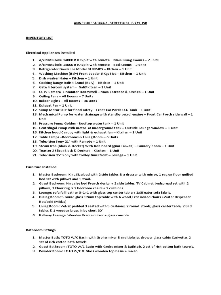 Inventory List | PDF | Cooking, Food & Wine | Science & Mathematics