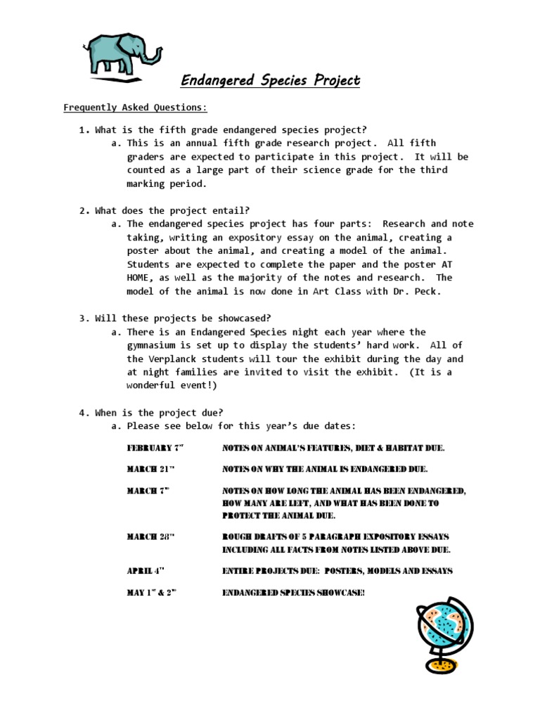 Fifth Grade Endangered Species Project | PDF | Foreign Language Studies