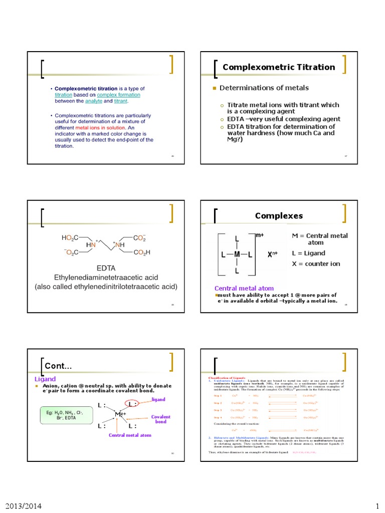 Complexometric and Precipitation Titrations | PDF | Coordination Complex | Chelation