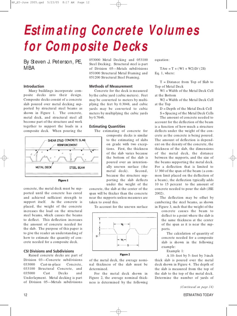 Estimating Concrete Volumes For Composite Decks | PDF | Deck (Ship ...