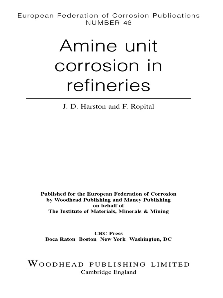 Amine Unit Corrosion in Refineries - 1 | PDF | Books | Publishing