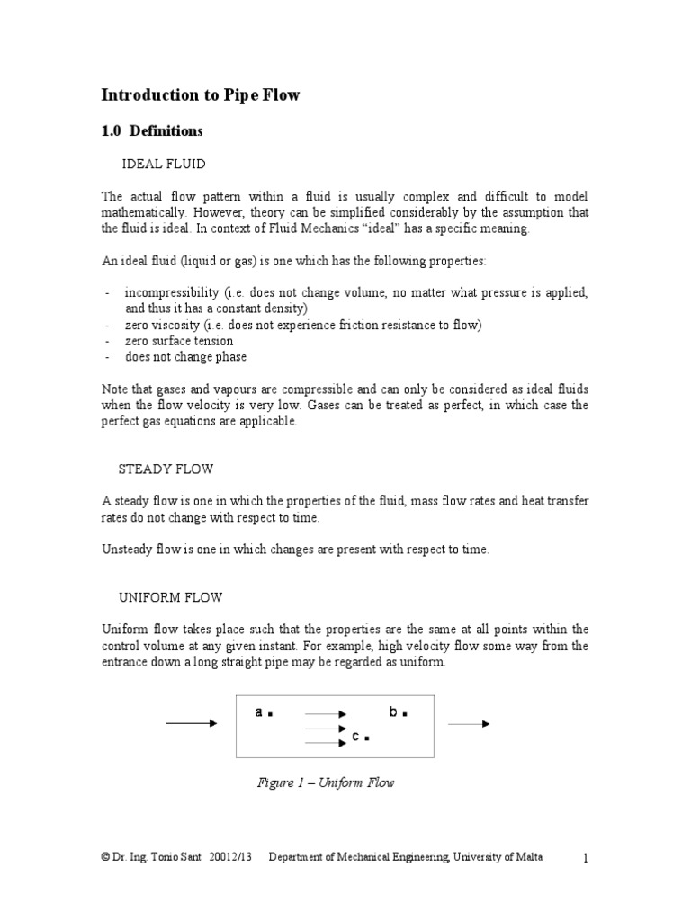 1 - Introduction To Pipe Flow | PDF
