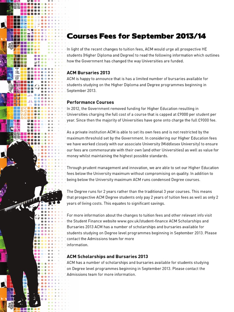 Courses Fees For September 2013/14: ACM Bursaries 2013 | PDF | Student ...