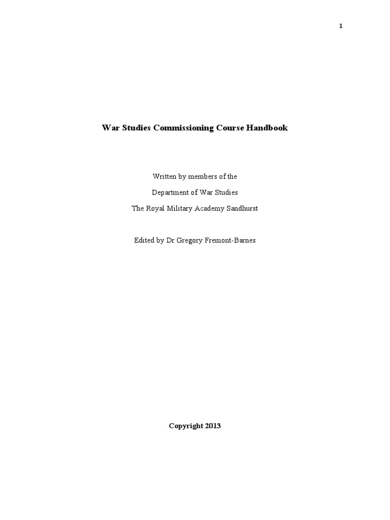 WS Handbook | PDF | Carl Von Clausewitz | On War