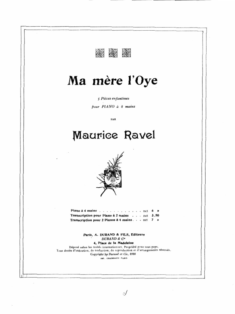 Ravel - Ma mere l'oye piano 4 hands
