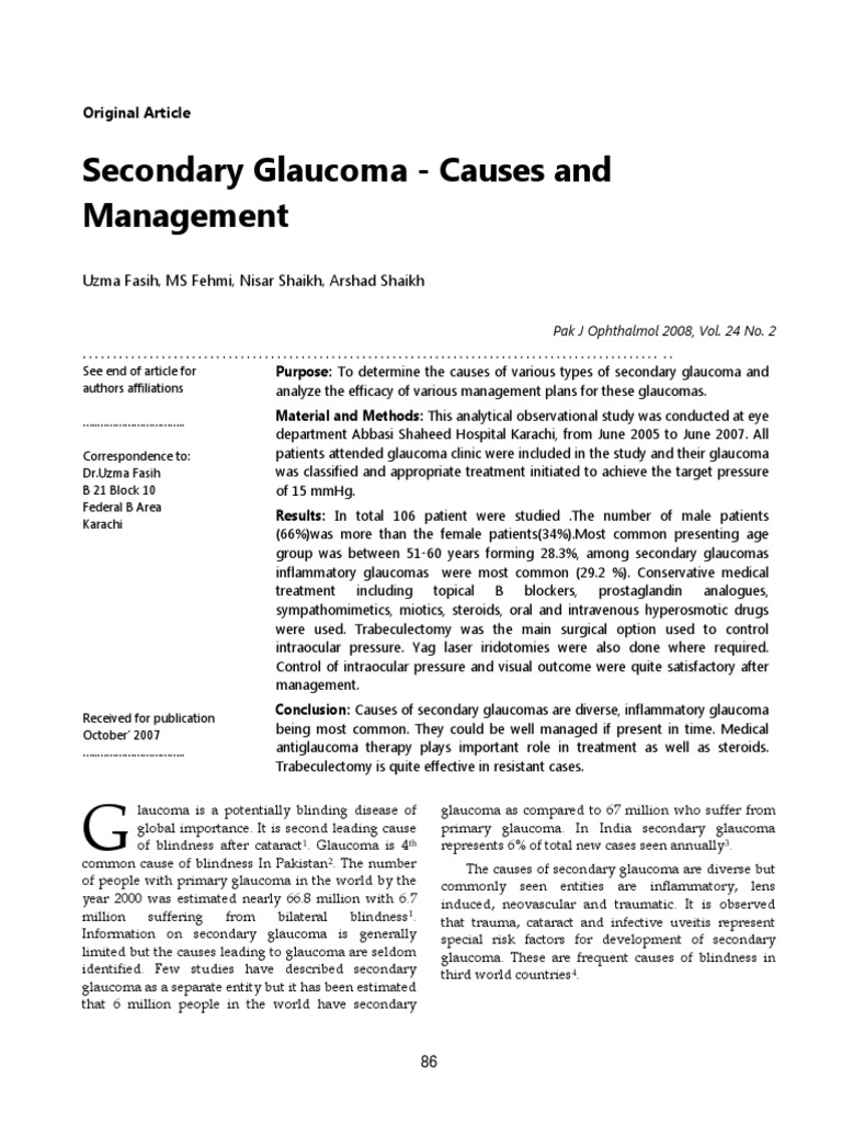 Uzma Fasih | PDF | Glaucoma | Diseases Of The Eye And Adnexa