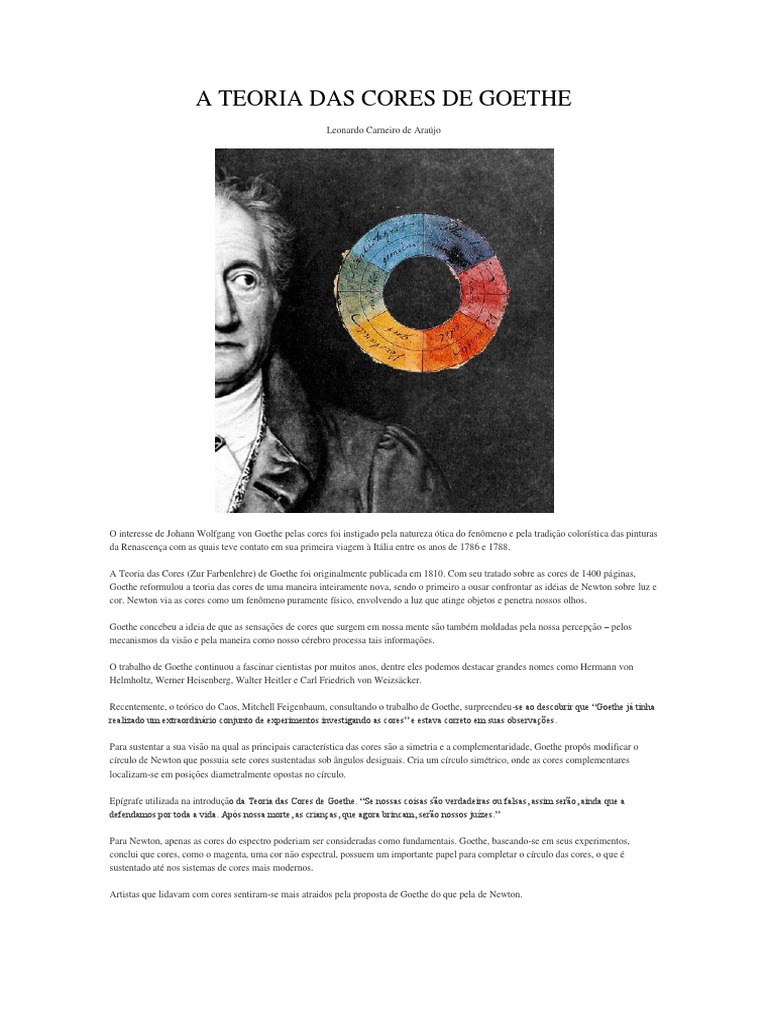 Teoria das Cores de Goethe: Uma Análise | PDF