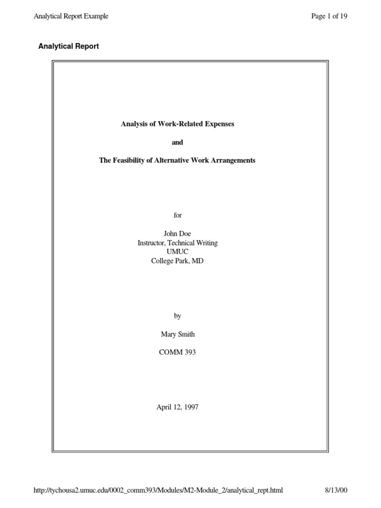 Example Of An Analytical Report PDF Telecommuting Shift Work
