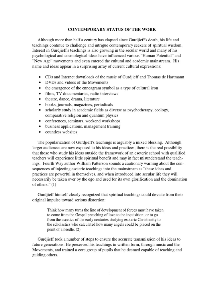 Current Fourth Way | PDF | Enneagram Of Personality | Fourth Way