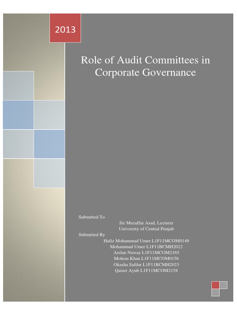 Role of Audit Committees in Corporate Governance | PDF | Audit ...