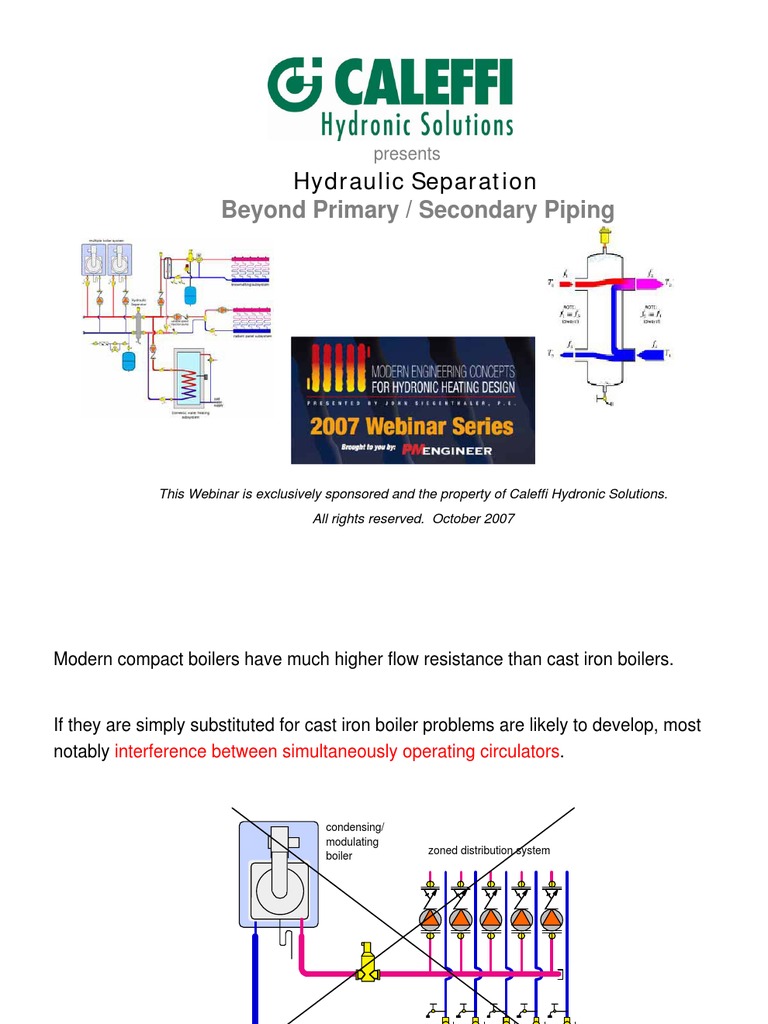 Hydraulic Separation in Hydronic Systems | PDF | Boiler | Valve