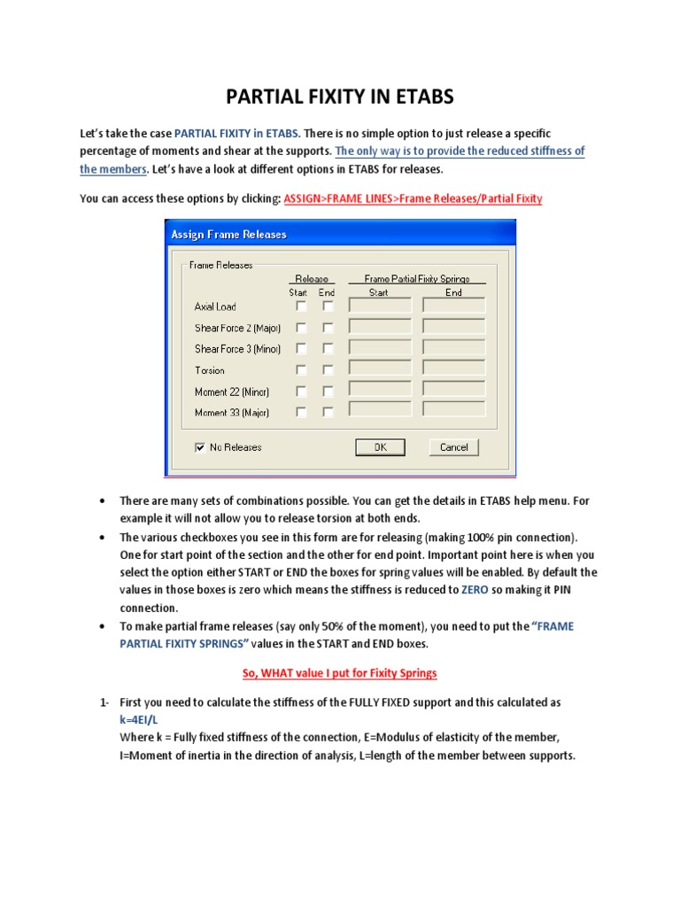 Partial Fixity in ETABS | PDF | Teaching Methods & Materials
