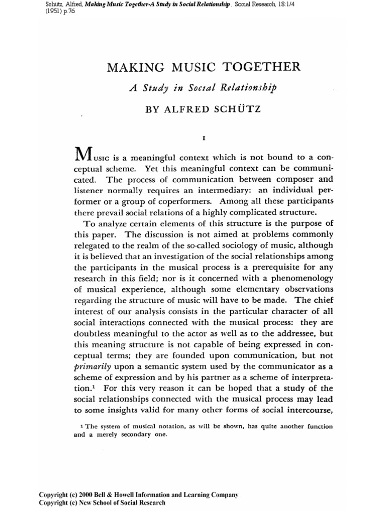 Music as a Social Relationship Study | PDF | Art